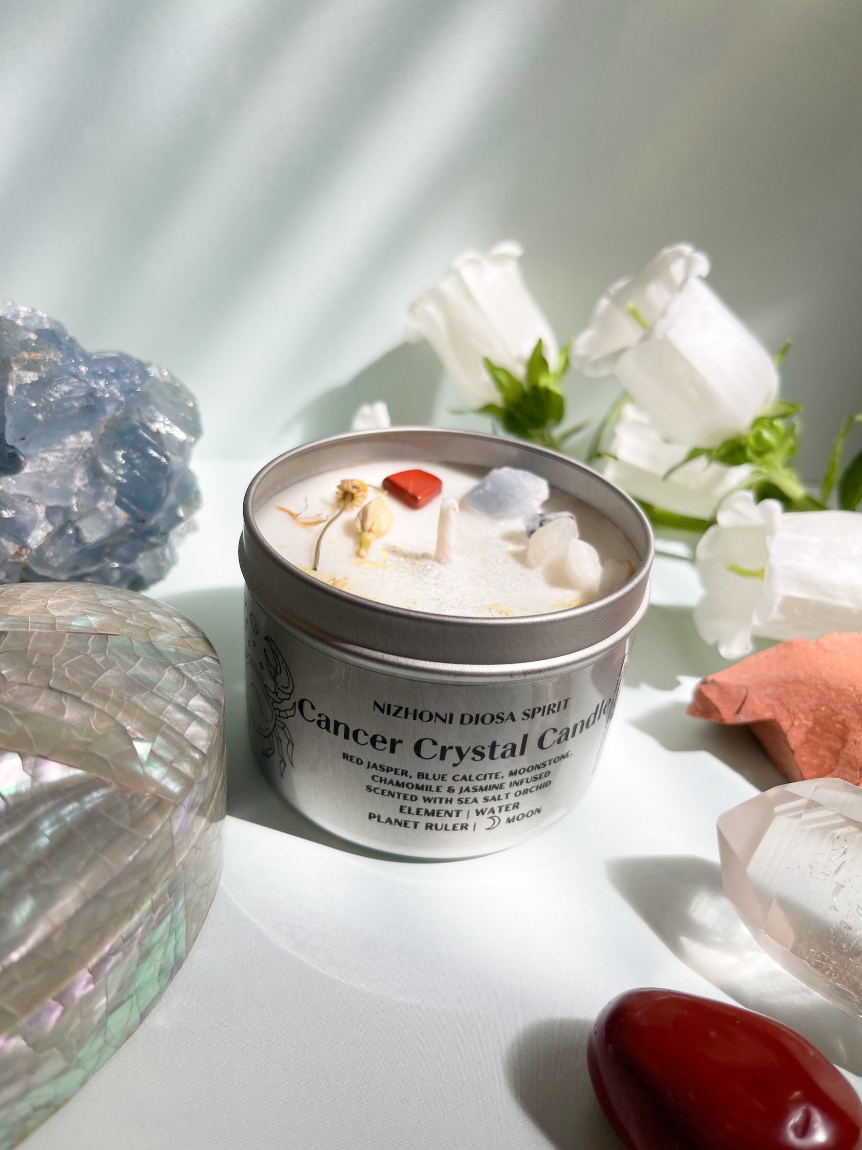 Cancer Crystal Candle | Zodiac Crystal Candle | Astrology Crystal ...